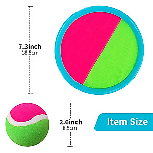 Outdoor Games for Kids - Outside Toys for Kids Ages 4-8, Toss and Catch Ball Set, with 4 Paddles 4 Balls, and 1 Storage Bag, Yard Games for Kids Boys Girls Birthday Gifts New Year Gifts- 4 Blue