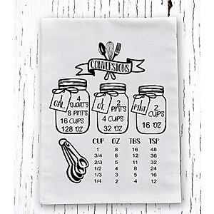 Kitchen Dish Towel - Flour Sack Towel - Kitchen Conversion Chart for Measurements
