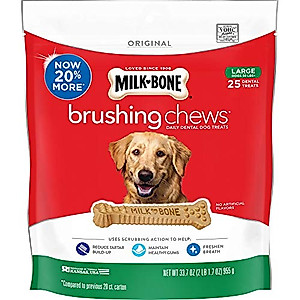 Milk-Bone Brushing Chews Daily Dental Dog Treats, Large, 25 Count