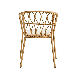 ME2 Outdoor Set of 4 Patio Dining Chairs, Bamboo Wove Dinning Chairs with Cushion,Outdoor Seating Set for Backyard, Poolside, Balcony, Indoor,Garden