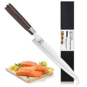 imarku Sashimi Sushi Knife Japanese, 10 inch Yanagiba Knife, Professional Fish Knife Single Bevel for Fish Filleting, Slicing with Ergonomic Pakkawood Handle, Best Gifts for Japanese Food Lover