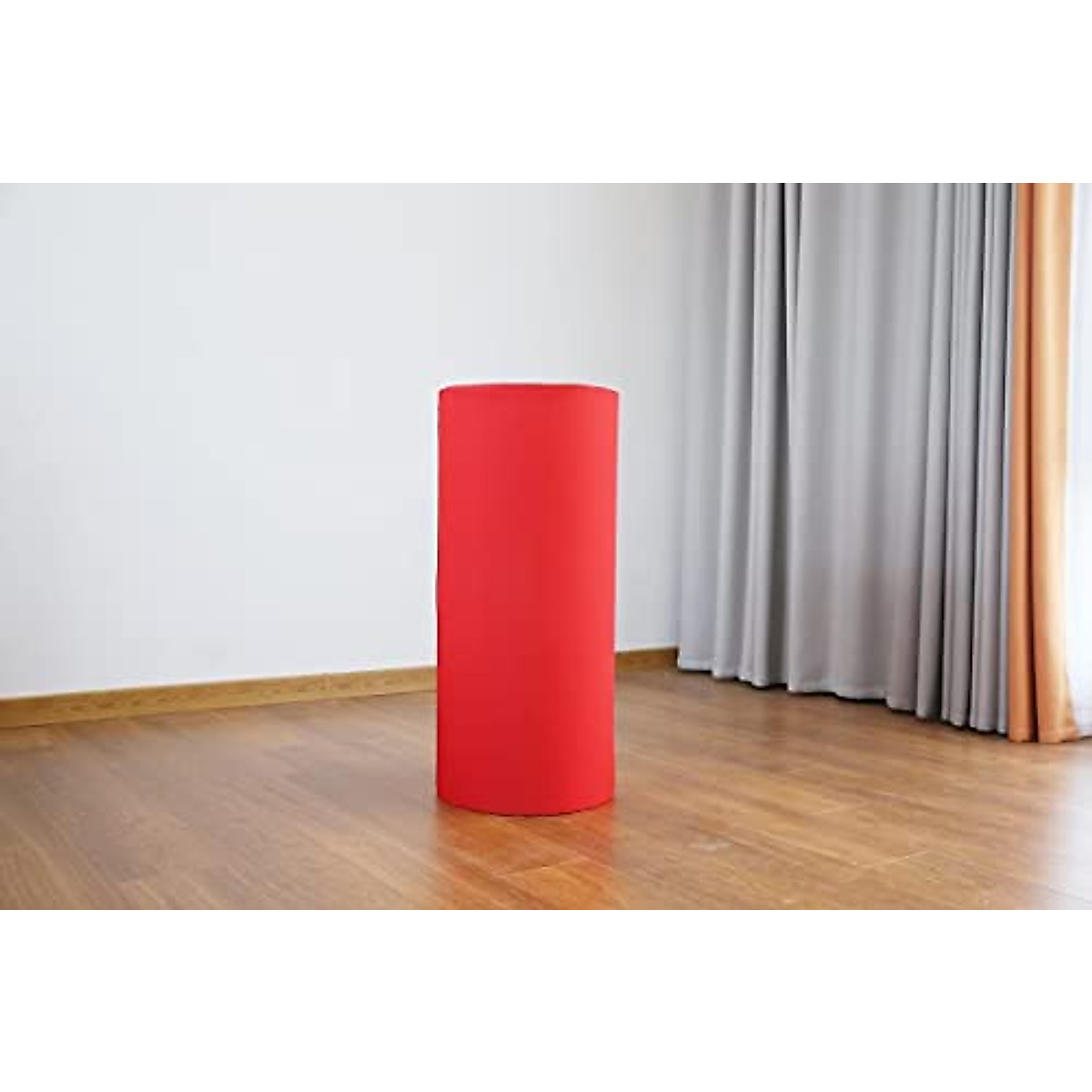 ittsmnt Solid Red Round Pedestal Covers for Birthday Party Red Plinth Cover Fabric Round Cylinder Cover for Baby Shower Wedding Baptism Communion Event Props Dia36 H75