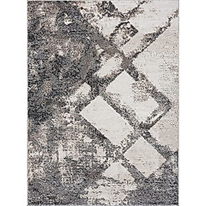 LUXE WEAVERS Lagos Grey 4x5 Art Deco Area Rug, Abstract Design, Geometric Carpet for Living Room and Bedroom