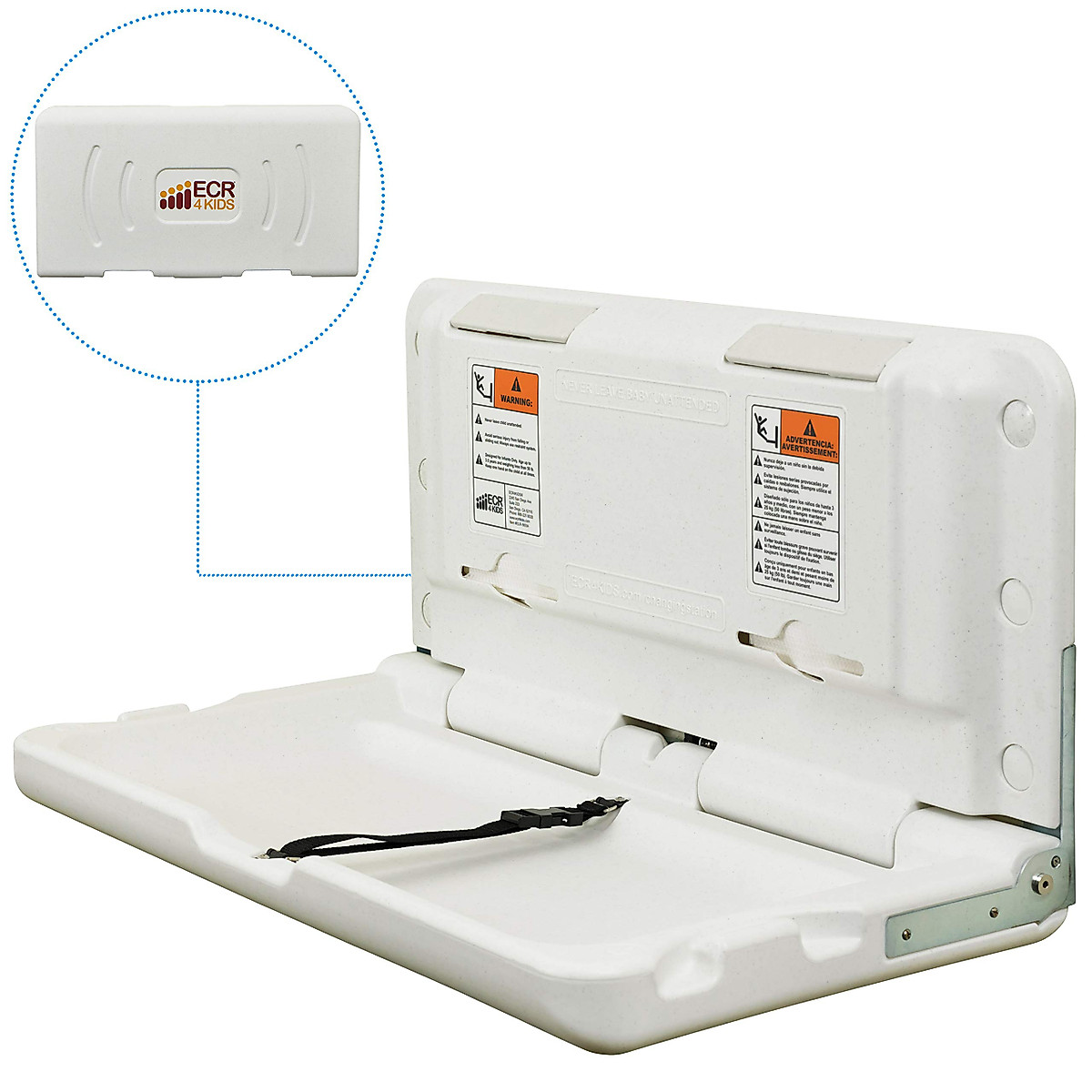 ECR4Kids ELR-18004 Wall-Mounted Baby Changing Station, Fold-Down Diaper Change Table & ELR-003 2-Ply Tissue and Poly Disposable Sanitary Liner for Baby Changing Stations, 18" x 13", 500-Pack - White