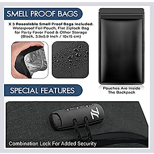INNOSCENT Mini Smell Proof Backpack With Lock For Men/Women USB & Headphone Port (Dark Grey)