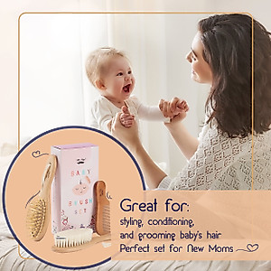 Mr. Pen- Baby Brush and Comb Set, 3Pcs, Wooden, Baby Hair Brush, Cradle Cap Brush, Baby Brush Set for Newborns, Infant Hair Brush, Baby Comb and Brush Set, Newborn Hair Brush, Baby Brushes for Hair