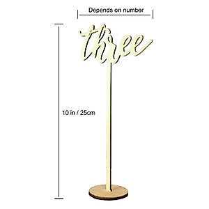 Activ8 Elegant Wooden Wedding Table Numbers | 1-12 Pack | Calligraphy Sticks Including Extra Thick Solid Base | Reception Party Home Decoration Centerpiece| Spray or Natural | Banquet Event Decor