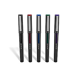 TRU RED Tr57319 Rollerball Pens, Fine Point, Assorted Colors, 5/Pack