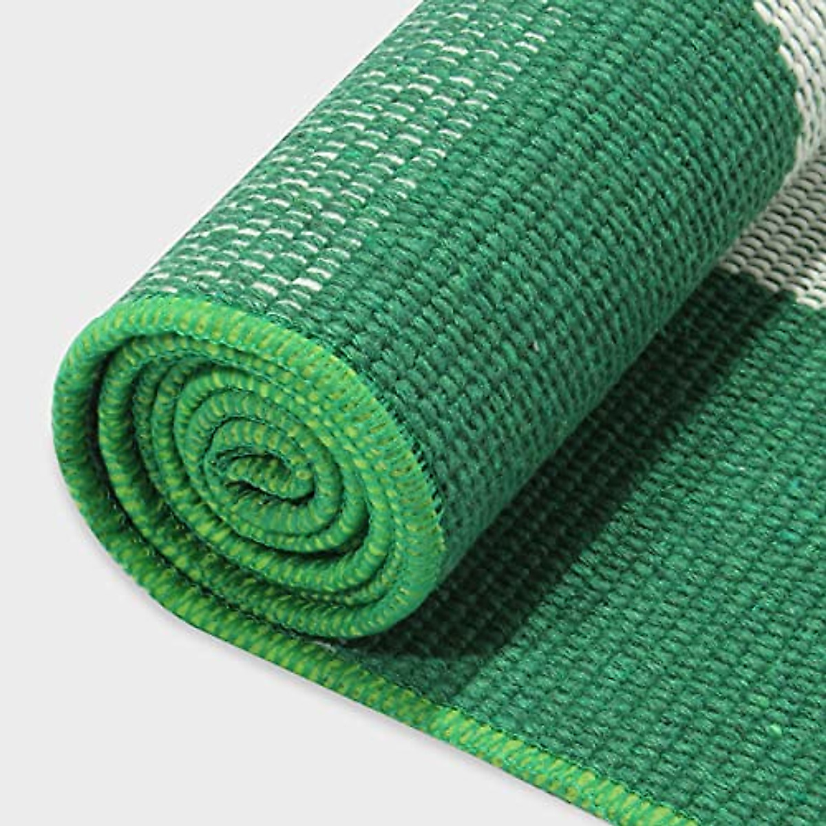 Green Checkered Outdoor Rug Front Door Mat 24'' x 51'', Buffalo Plaid Entryway Rug with 4 Non-Slip Grippers, Farmhouse Vibe Porch Rug Welcome Layered Doormat, Laundry Room/Entrance/Kitchen Rug