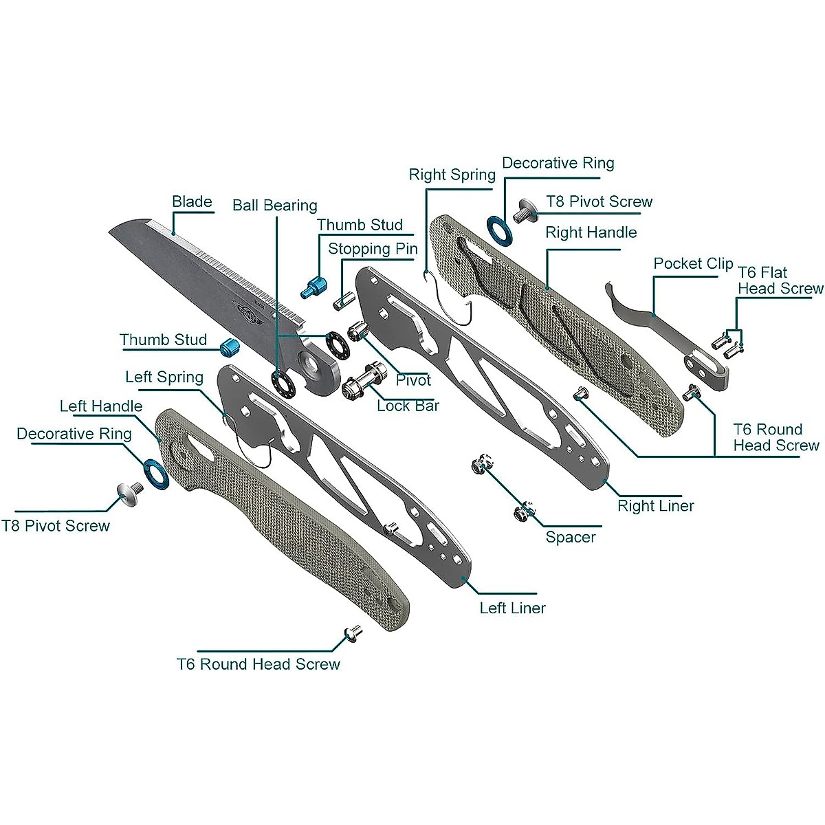 OKNIFE Rubato 2 EDC Pocket Knife, Rail Lock Folding Knives for Men Women Sheepsfoot Knife Camping Hiking Survival 154CM Blade (Micarta Handle), OD Green