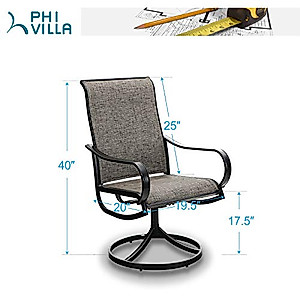 PHI VILLA Patio Swivel Dining Chairs Set of 8 Outdoor Kitchen Garden Metal Chair with Textilene Mesh Fabric, Patio Furniture Gentle Rocker Chair, Black Frame