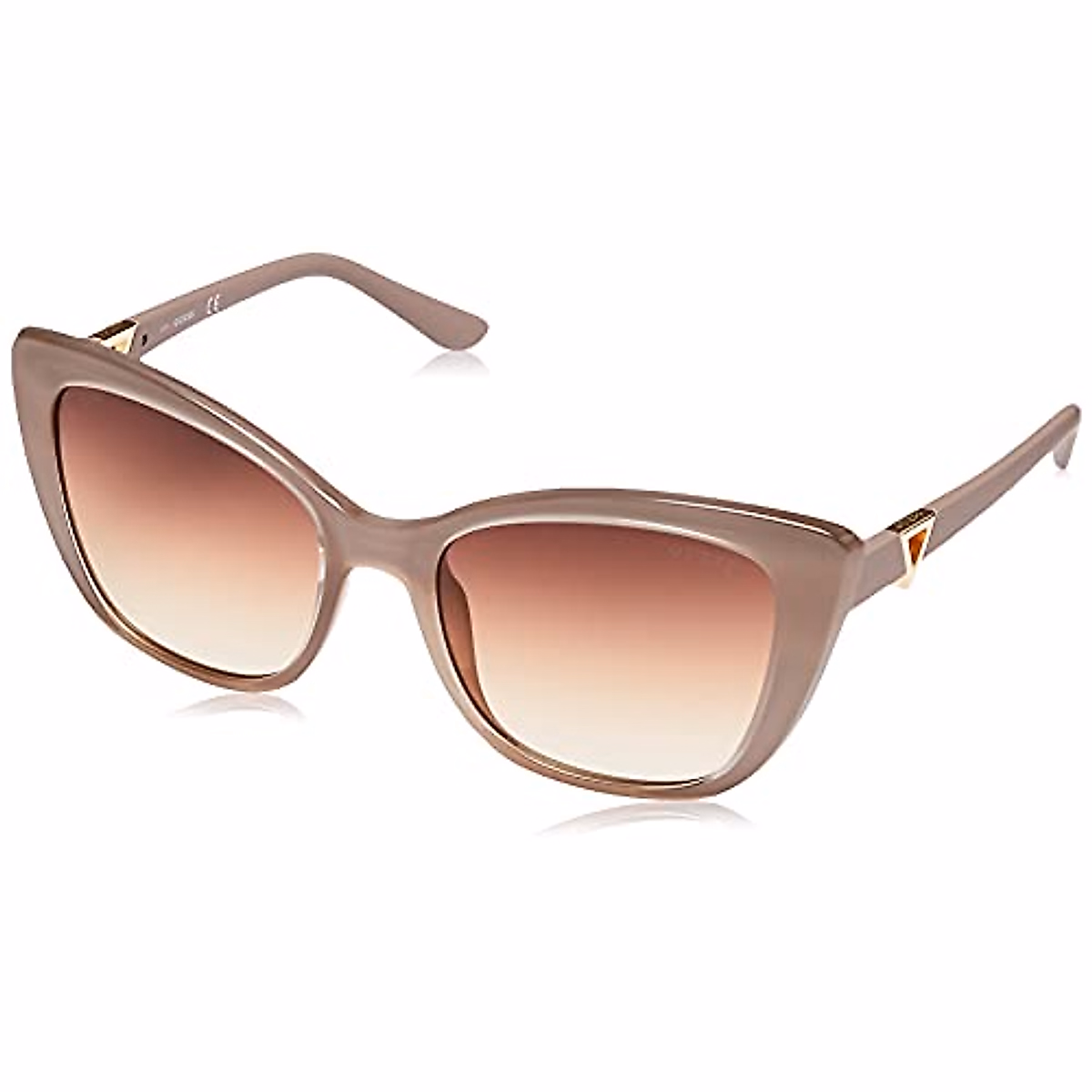 GUESS Women's Retro Inspired Cat Eye Sunglasses, Shiny Beige, 55mm