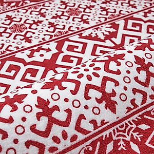WondRg Christmas Area Rug 8x10 Red Snowflake Holiday Decorative Living Room Bedroom Throw Rug Washable Non Slip Soft Low Pile Large Carpet for Kitchen Entryway Dining Room Home Decor