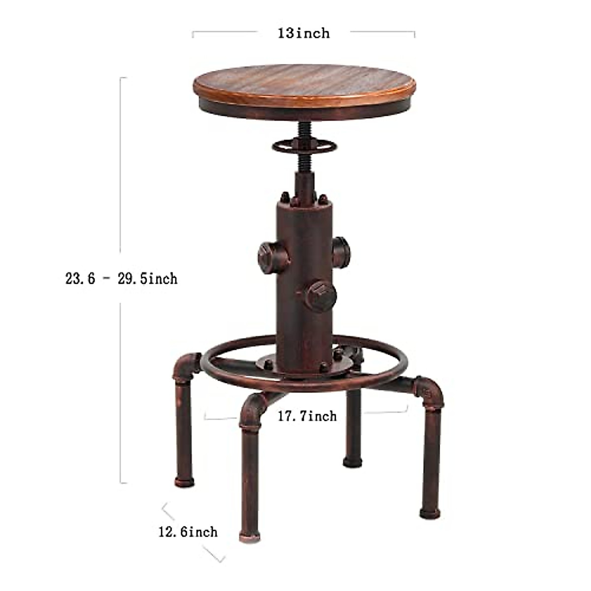 Topower American Antique Vintage Industrial bar Stool and Table Set Cafe Coffee Industrial Bar Bistro Set of 2