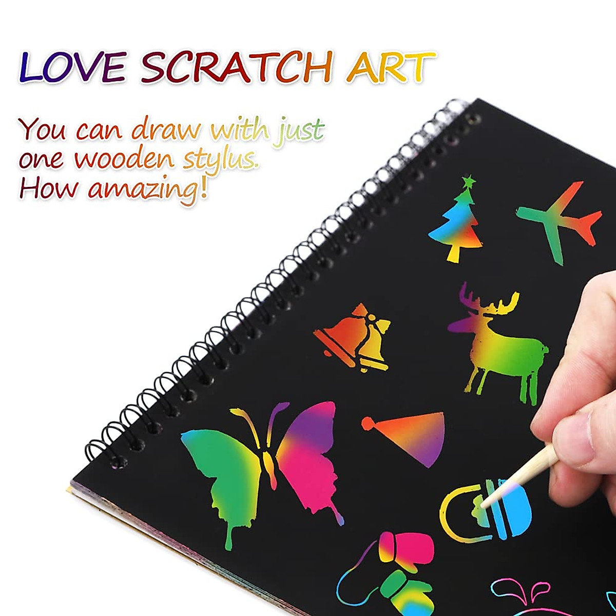 MBJRFU Scratch Art Books for Kids Rainbow Scratch Paper for Best Gifts