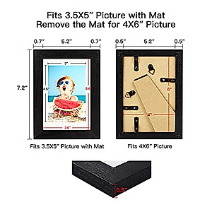 BAIJIALI 4x6 Picture Frame Distressed Farmhouse Wood Pattern Set of 4 with Tempered Glass,Display 3.5x5 Photos with Mat or 4x6 Without Mat, Horizontal and Vertical Formats for Wall and Table Mounting,Multicolour