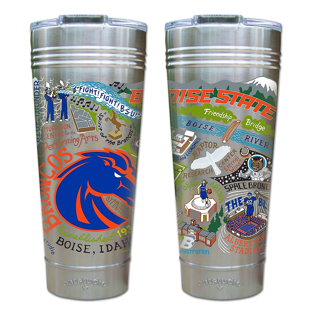 Catstudio Boise State University Collegiate Thermal Tumbler | Triple Wall Insulation With Non Slip Bottom | Great College Travel Cup for Water, Coffee, Tea, or Smoothies