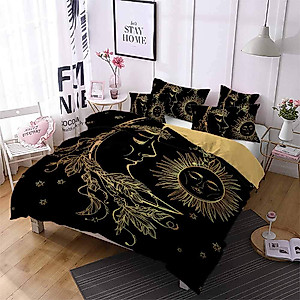 3D Bedding Set Sun and Moon Bedding Print Twin Full Queen King Bedclothes Duvet Cover Set bedlinen (Queen, Sun)