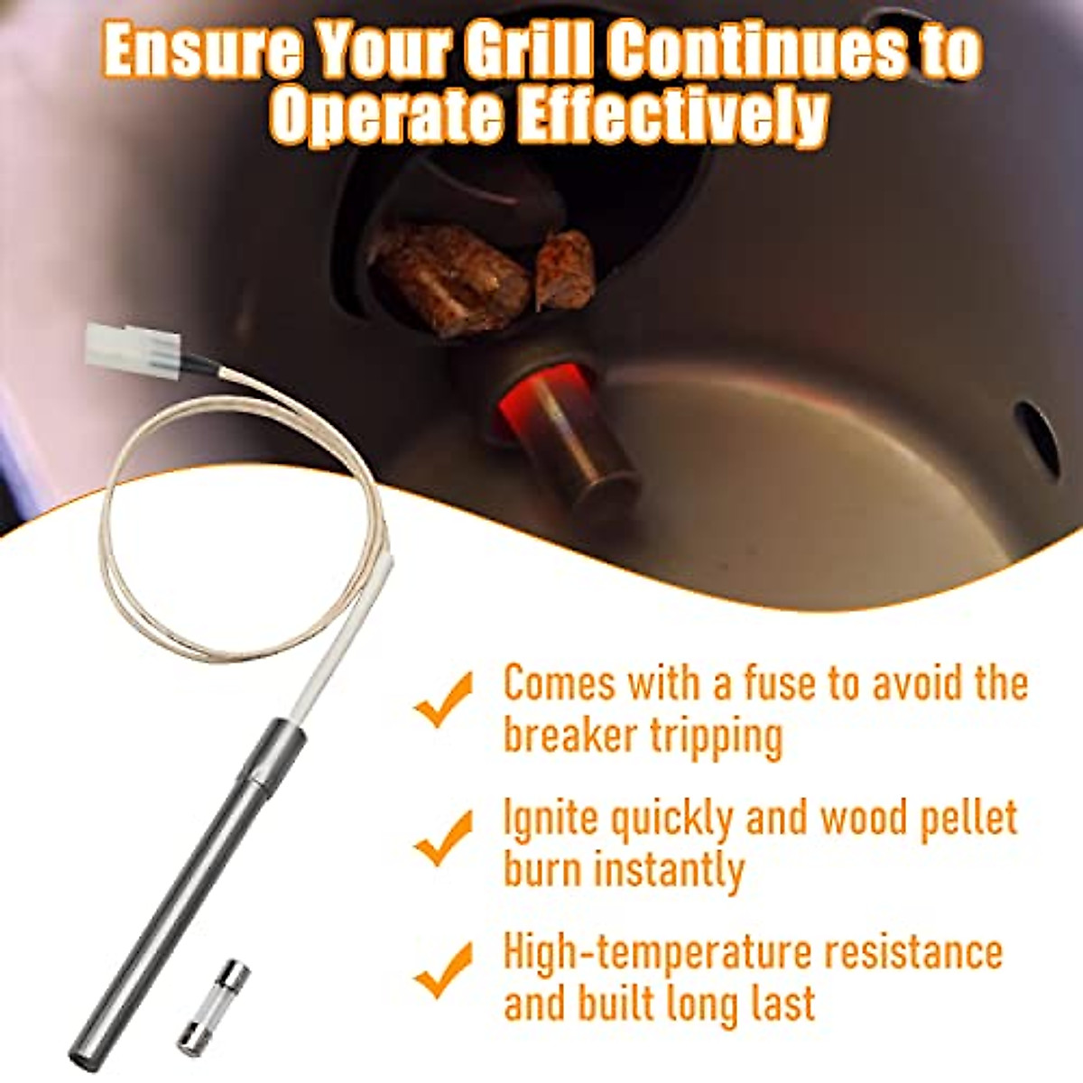 Digital W/LCD Display Control Board Replacement Parts Kit Compatible with P7-7.0/PBV7P1 Pit BOSS 7 Series Vertical Pellet Smokers, Include Meat Probe, Temperure Sensor Probe, and Igniter Hot Rod