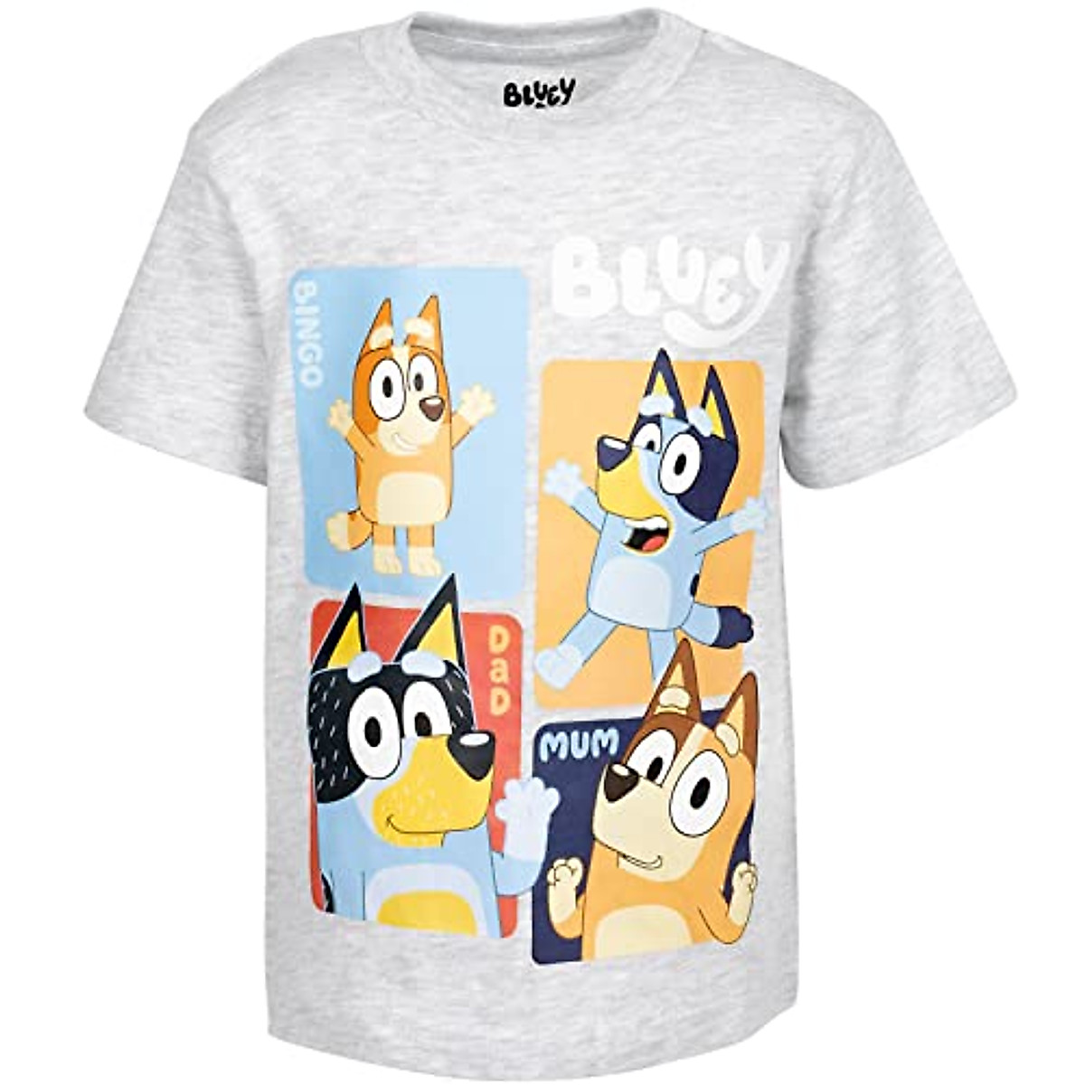 Bluey Bingo Mom Bandit Little Boys Girls 2 Pack Graphic T-Shirt Blue/Gray 6