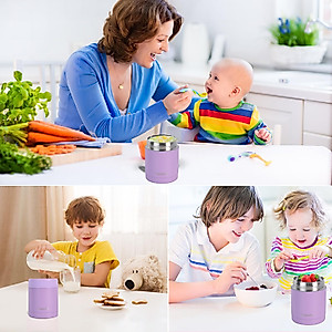 KeyzzAut Insulated Food Container 12oz Vacuum Insulated Food Jar Soup Thermos for Hot and Cold Food Kids Leak-Proof Stainless Steel Lunch Box Food Lunch Container(Purple)