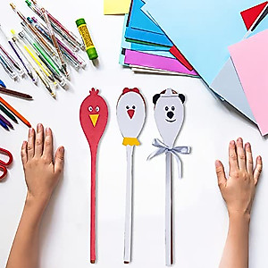 HANSGO Wooden Spoons for Eating, 6PCS 12 Inch Wood Soup Spoons Long Handle Spoons Table Spoon Serving Spoons with Japanese Style Utensil Set for Kitchen Cooking Mixing Stirring