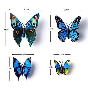 LiveGallery 72 PCS Blue Removable 3D DIY Beautiful Butterfly Wall Decals Blue Butterflies Art Decor Wall Stickers Murals for Kids Baby Boy Girls Bedroom Classroom Offices (Blue)