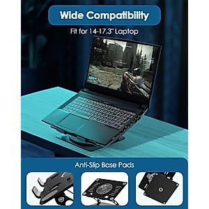 SHUWEI Gaming Laptop Cooling Pad with 360° Rotation Base, Ergonimic Aluminum Laptop Cooling Stand with 3 Speed Fan, Adjustable Height Laptop Cooling Pad for 10-17.3'' Notebook - Black
