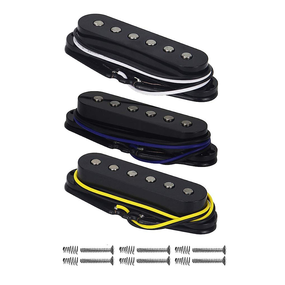 FLEOR Alnico 5 Strat Pickup Single Coil Pickups Guitar Neck/Middle/Bridge Pickup Black for Strat Squier Electric Guitar