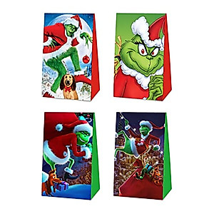 NA 24pcs Grinch Goody Bags Christmas Gift Bags for Grinch Birthday Party Decorations Supplies Decor
