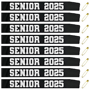 Generic 8 Pcs Black Senior 2025 Sashes with Silver Glitter Letters - Senior Sash Class of 2025, Senior Cheer Sash, Graduation Celebration sash, Class Competition Sashes, Graduation Party Supplies