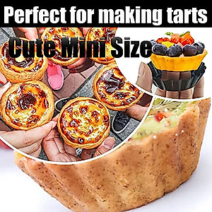 24Packs Egg Tart Molds Mini Tart Pans 3 Inch with Removable Botttom, Carbon Steel Fluted Muffin Cupcake Tin Mold Pan Round Nonstick 3'' Tart Pans for Pies, Quiches, Mousse Cakes, Dessert Baking