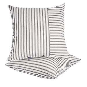 SUPMAISON Pack of 2 Decorative Indoor Outdoor Pillow 18" x 18", (Polyester, Crestwood Stripe Gray)