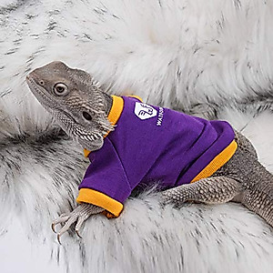 WATFOON Bearded Dragon Clothes Tank Accessories Costume Adjustable Reptile Hoodies Apparel Handmade Thermal Crew Warm Jacket for Skin Protection Photo Party Lizard Small Animal Gecko Chameleon(L)