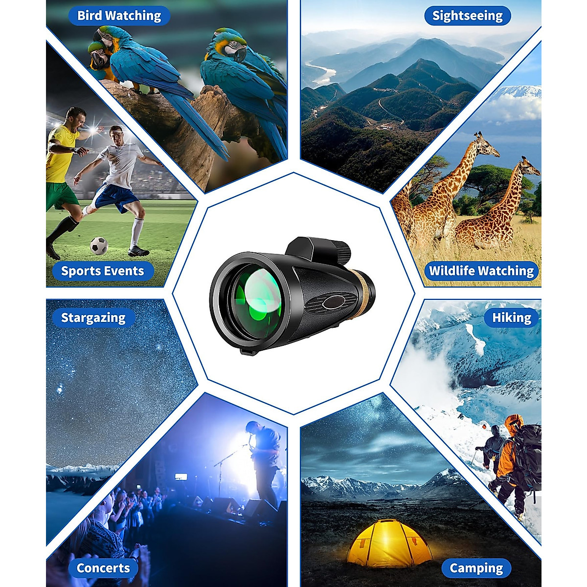 Monocular Telescope 80x100 High Power with Smartphone Adapter Tripod,Larger Vision Monoculars for Adults with BAK4 Prism & FMC Lens, Suitable for Bird Watching Hunting Hiking Camping Wildlife-Black