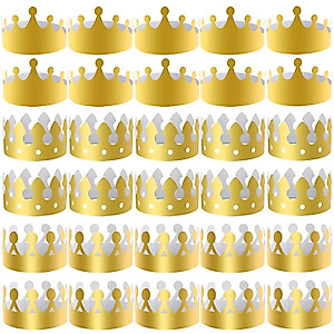 SIQUK 27 Pieces Golden Paper Crown Party Gold Crowns Hats King Crowns for Party and Celebration