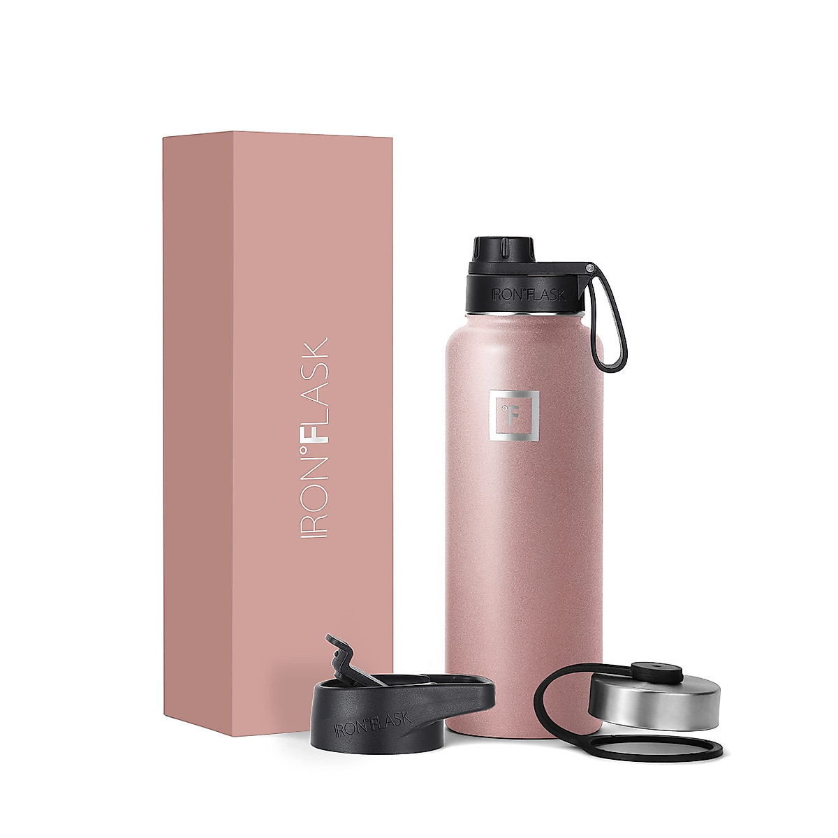 IRON °FLASK Sports Water Bottle - 40 Oz 3 Lids (Wide Spout Lid), Leak Proof - Stainless Steel Gym & Sports Bottles for Men, Women & Kids - Double Walled, Insulated Thermos, Mothers Day Gifts for Mom