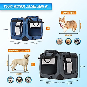 Hombanyan Portable Dog Crate, Collapsible Dog Travel Crate 32x23x23 Inches with Soft Warm Blanket,2 Bowls,2 Pockets,3 Breathable Meshes,Pet Carrier Bag for Cats Dogs Puppies Kittens Indoor & Outdoor…