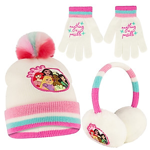 Disney Girls' Winter Earmuffs and Kids Gloves Set, Princess for Ages, Age 4-7