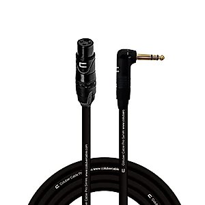 Balanced XLR Cable Female to Right Angle 1/4" TRS - 20 Feet Black - Pro 3-Pin Microphone Connector for Powered Speakers, Audio Interface or Mixer for Live Performance & Recording