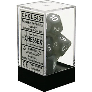 Chessex LE431 Frosted Polyhedral Smoke/White, Set of 7