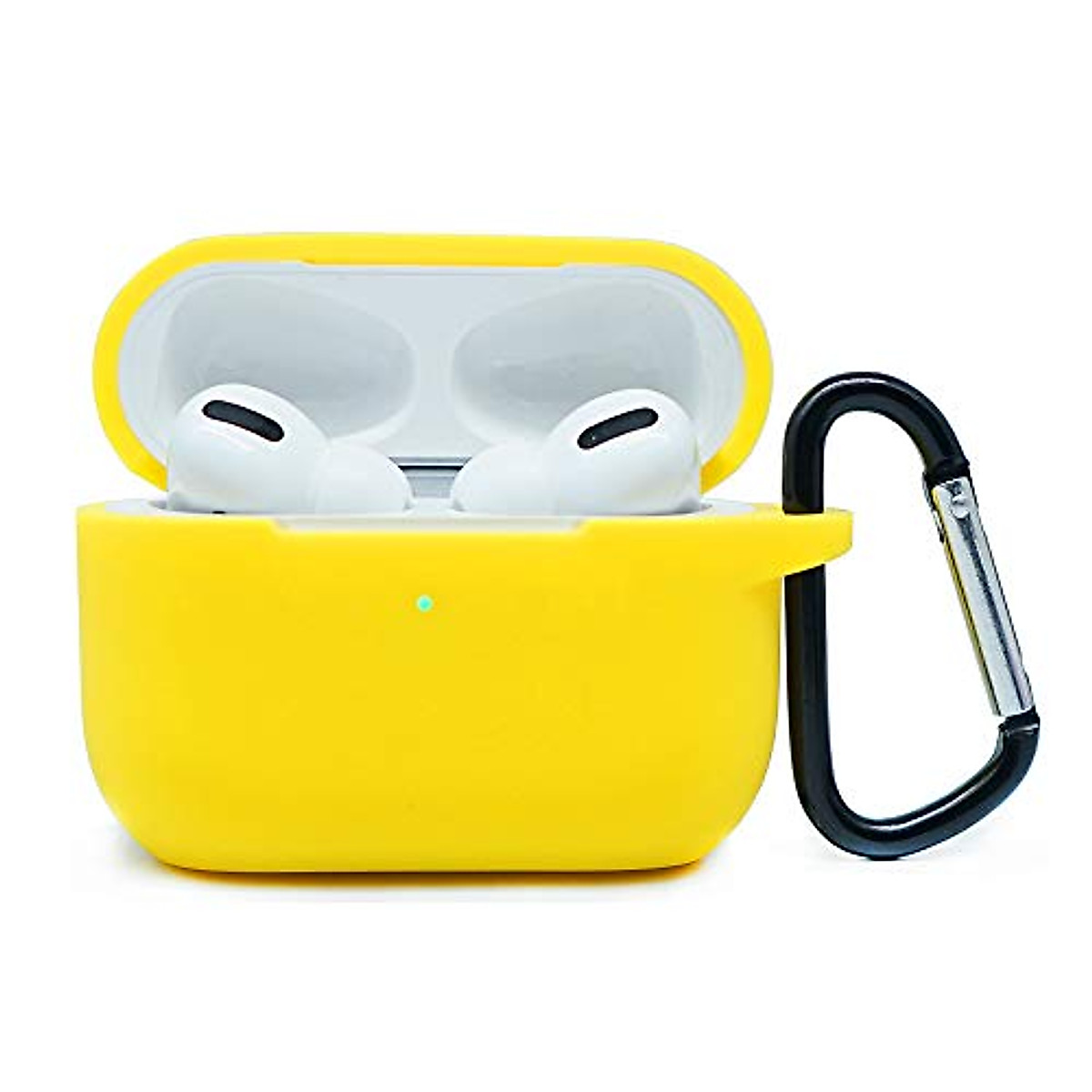 ZALU Compatible for AirPods Case with Keychain, Shockproof Protective Premium Silicone Cover Skin for AirPods Pro Charging Case (Yellow)