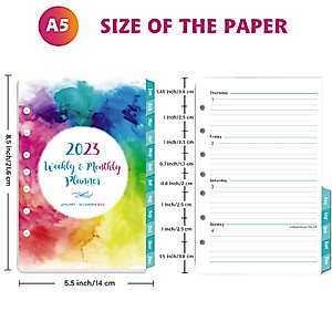 2023 Planner Refills - Planner Refills 2023, 2023 Weekly & Monthly Planner Refills, 2023 Planner Inserts, A5 Planner Refills, A5 Planner Inserts, 5-1/2" x 8-1/2", Jan.2023-Dec.2023, 7-Hole Punched - Watercolor Ink