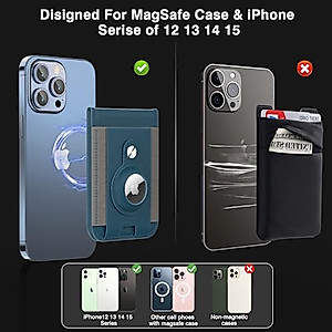 KPNEOL Magsafe Wallet with Airtag Holder, Magnetic Bifold for Men, Fits 7 Cards, Mag Wallet for iPhone 15/14/13/12 Series, Blue