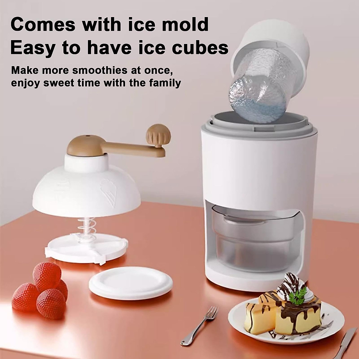 BIVITA Ice Shaver, Slushie Maker with 4pcs Ice Mold, Portable Ice Shaver for Home Use, Shaved Ice Maker Machine for Snow Cones, Frozen Cocktails, Flavored Health