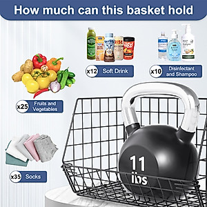 HYPIGO 5-Tier Closet Organizer Wire Hanging Shelves, Wire Basket and Metal Storage Bin with 2 Hooks, Multi-Purpose for Closet, Laundry Room, and Kitchen Organization(Black)