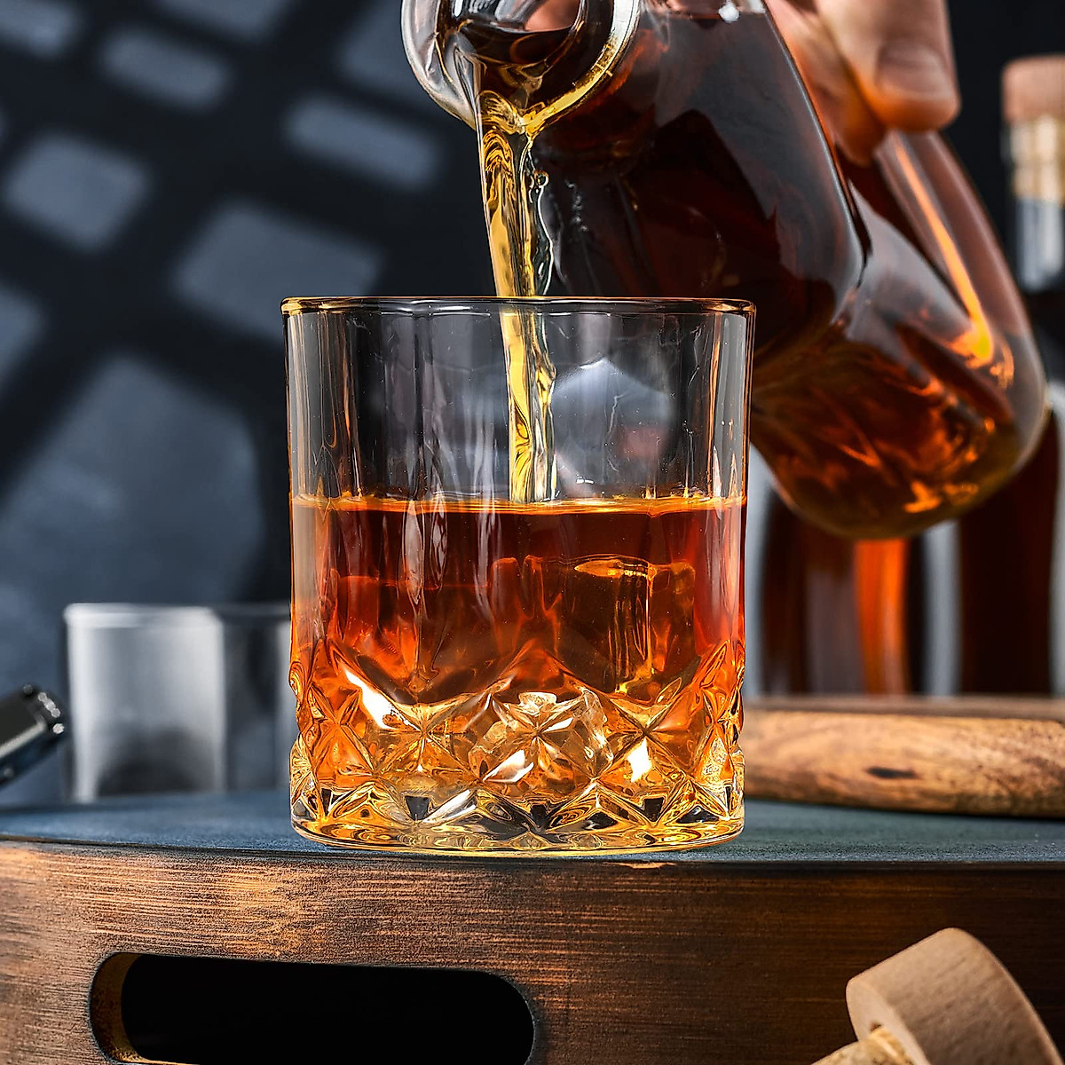 18 Pack Old Fashioned Whiskey Glasses 10 oz Bourbon Glass Cocktail Glasses Rocks Glasses for Whiskey Bourbon Liquor and Cocktail Drinks Gift for Men Women Home Bar (Elegant)