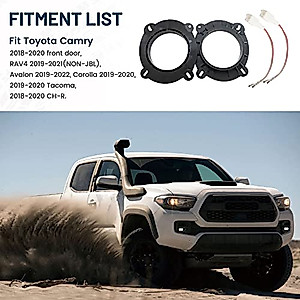 NuIth Front Door Speaker Adapter W/Speaker Wiring Harness Replacement for 2018-2022 Toyota Camry,RAV4, Tacoma Outback 6" X 9" Aftermarket Door Speaker Spacer Ring Bracket 6.5” / 6.75"