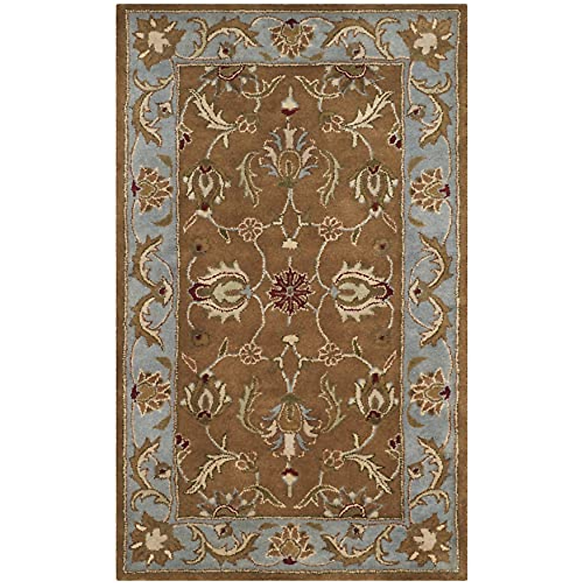 SAFAVIEH Heritage Collection Accent Rug - 2'3" x 4', Brown & Blue, Handmade Traditional Oriental Wool, Ideal for High Traffic Areas in Entryway, Living Room, Bedroom (HG812A)