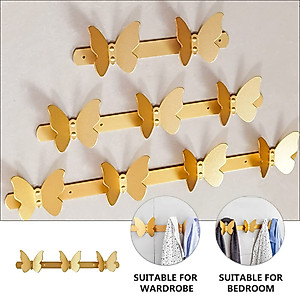 Bathroom Towel Hooks Gold Butterfly Coat Hooks Coat Rack Wall Mount with 3 Hooks Butterfly Design Aluminum Alloy Key Holder Bags Robe Hat Hangers for Home Decor Towel Hook